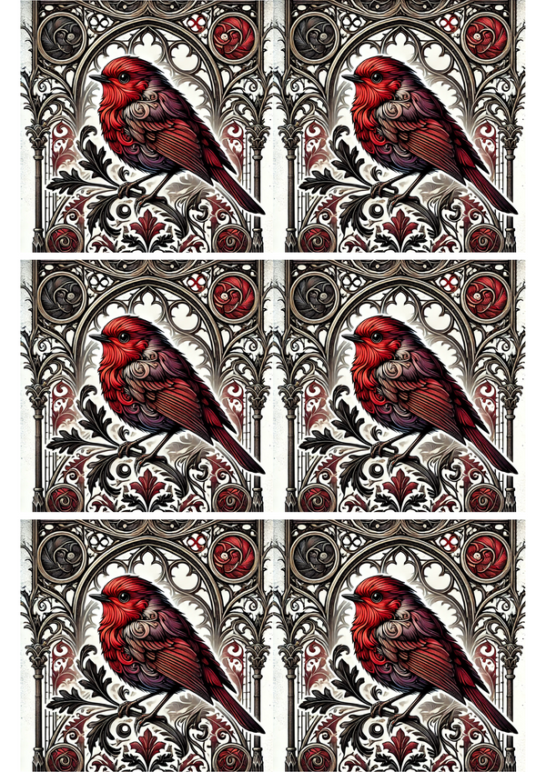 Rice Paper For Decoupage Red Robin In Gothic Style Collage Cat. No. 23 ...